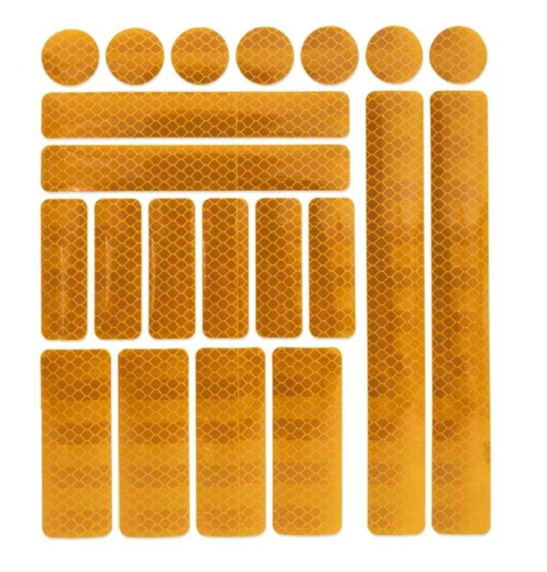 Reflectie oranje sticker pakket | 21 stickers | Veiligheid voorop!