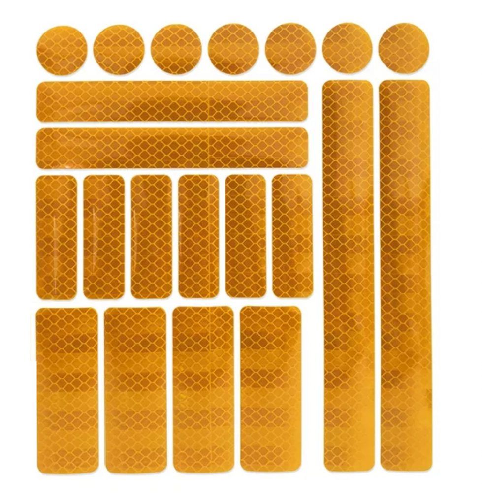 Reflectie oranje sticker pakket | 21 stickers | Veiligheid voorop!